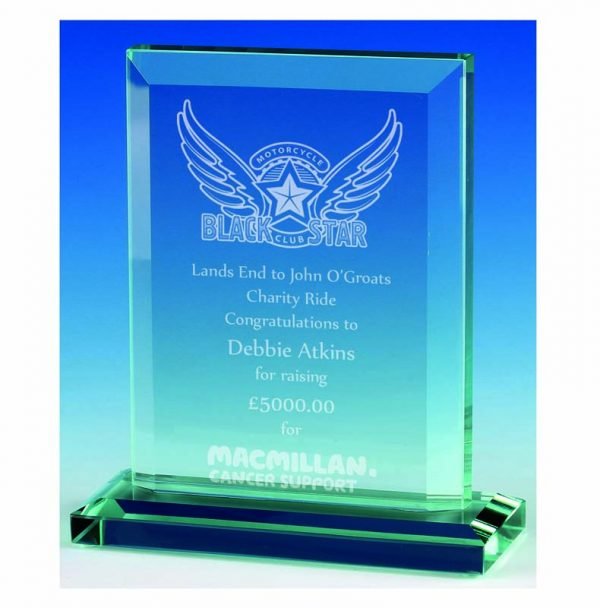 Heavy Glass Trophy | Classic Peak Jade Glass | Top Trophies North